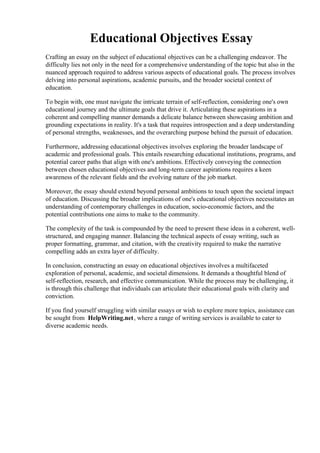 Educational Objectives Essay | PDF