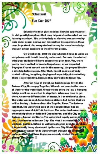 Educational Plan Tour (A NARRATIVE REPORT) | DOCX