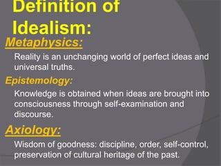 Educational perspective of idealism by anwarullah | PPTX