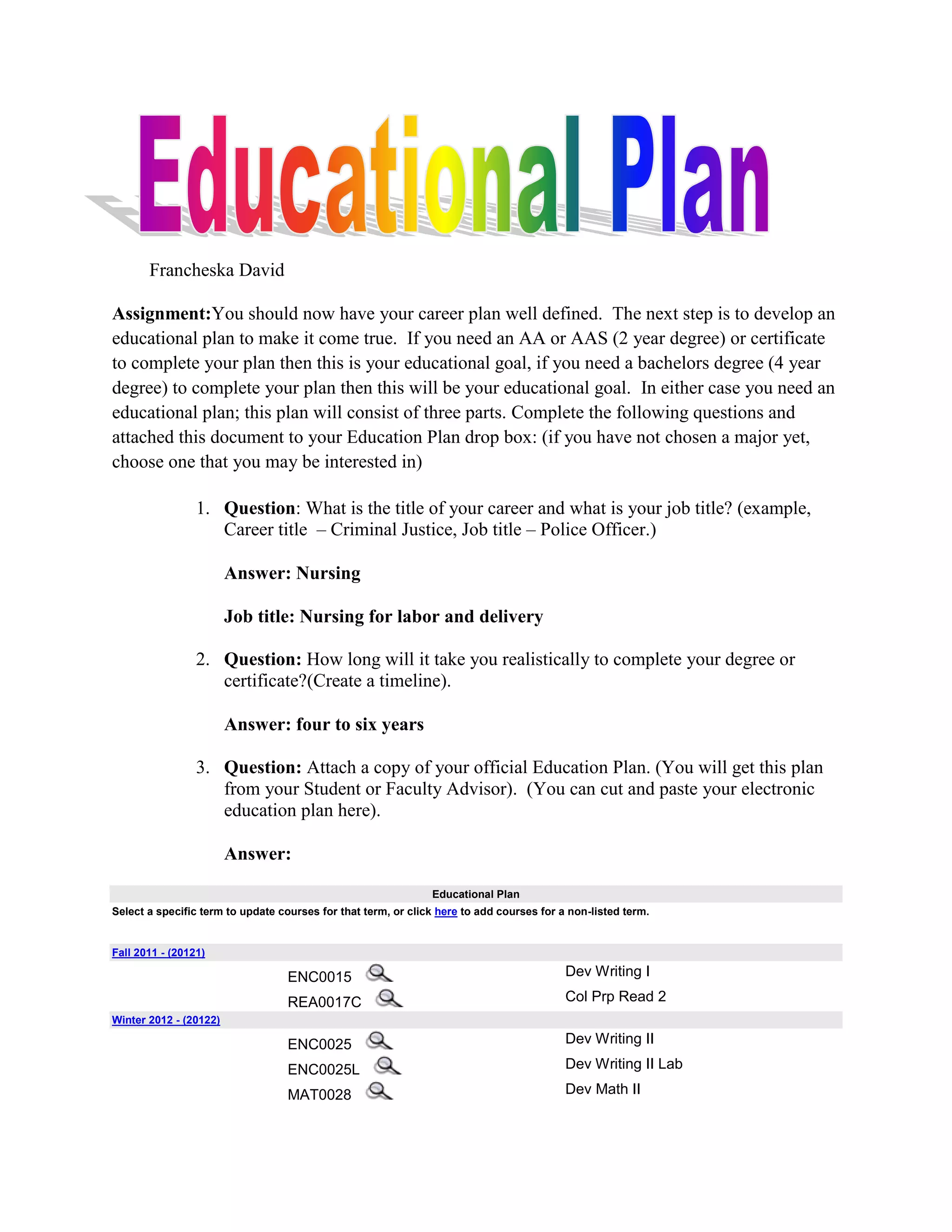 Educational plan | PDF