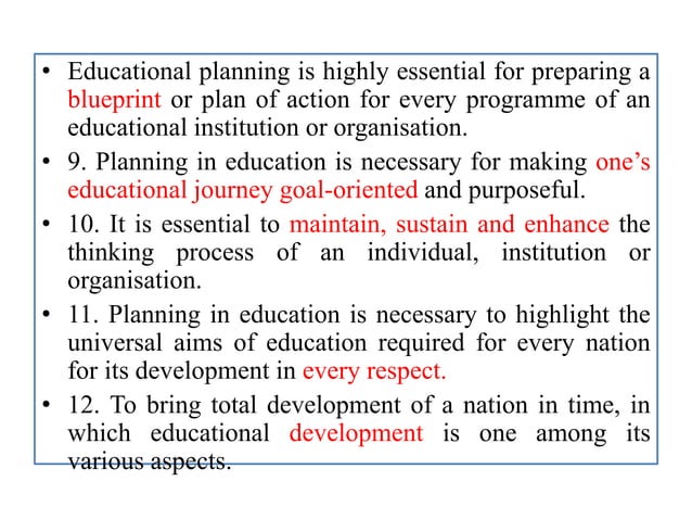EDUCATIONAL PLANNING | PPTX | Education
