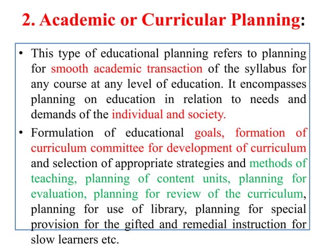 EDUCATIONAL PLANNING | PPTX | Education