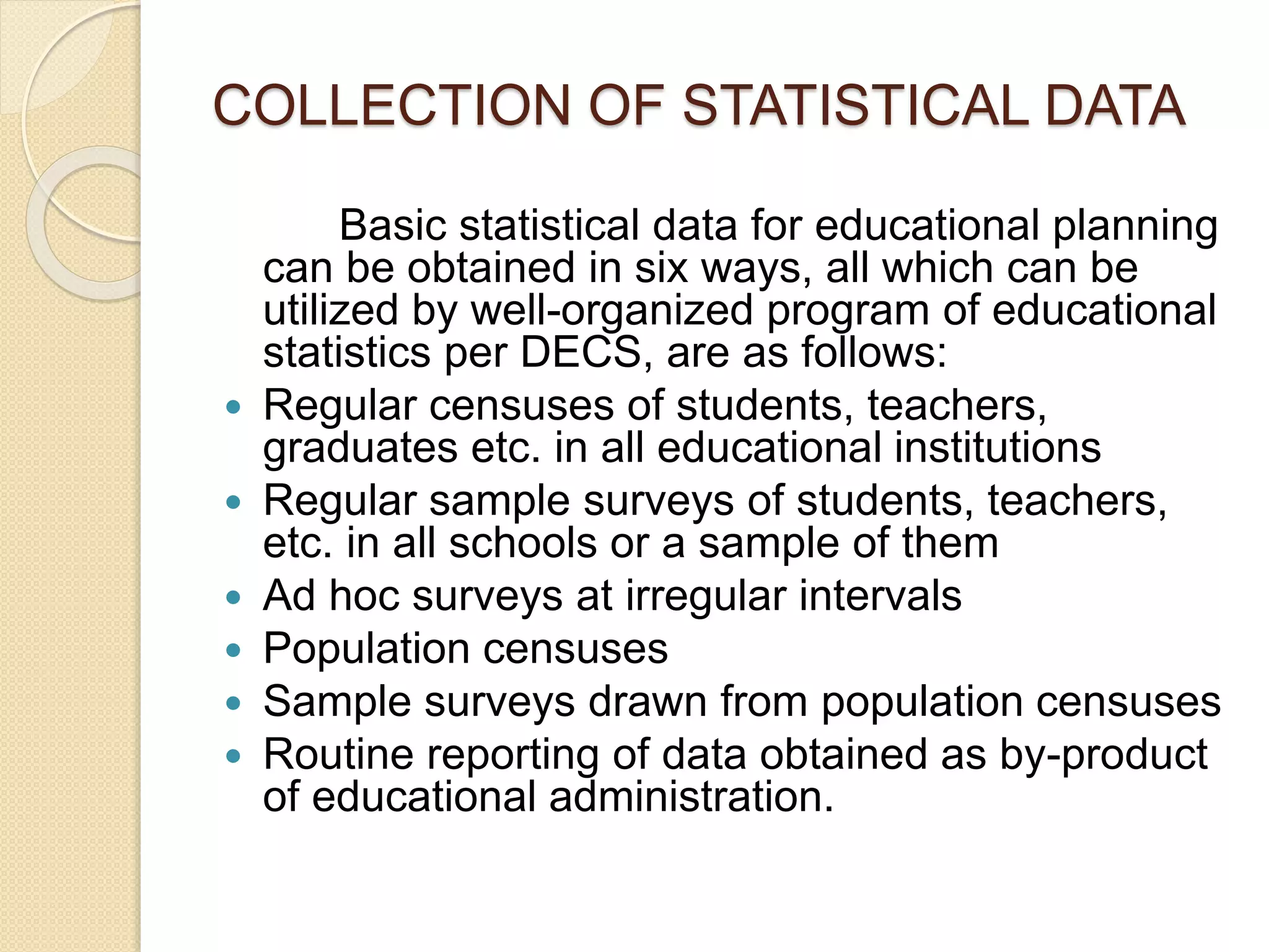 BASIC STATISTICAL TOOLS IN EDUCATIONAL PLANNING | PPTX