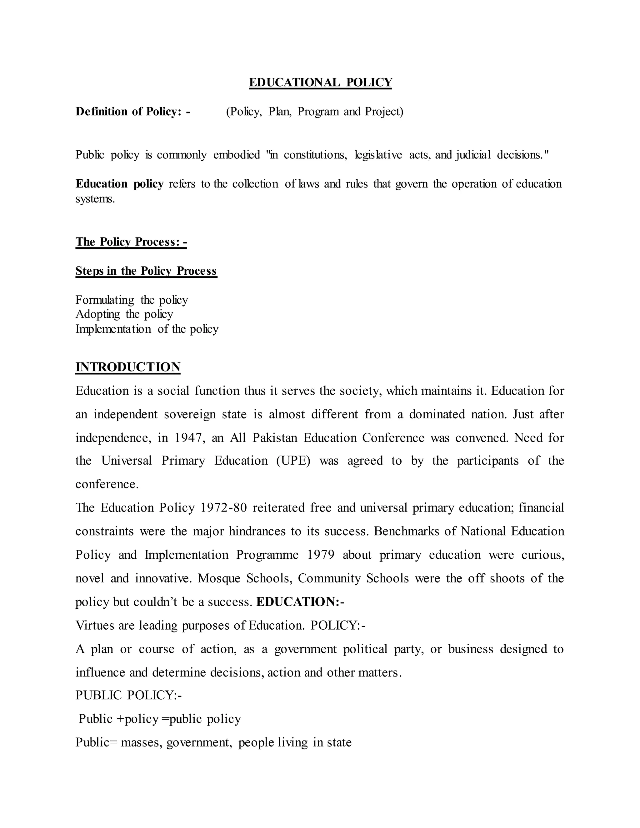 Educational policy | DOCX