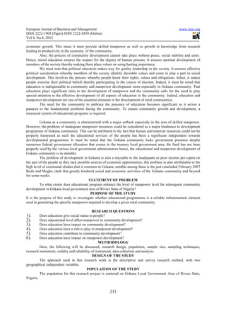 Educational program installation, manpower generation, and rural ...