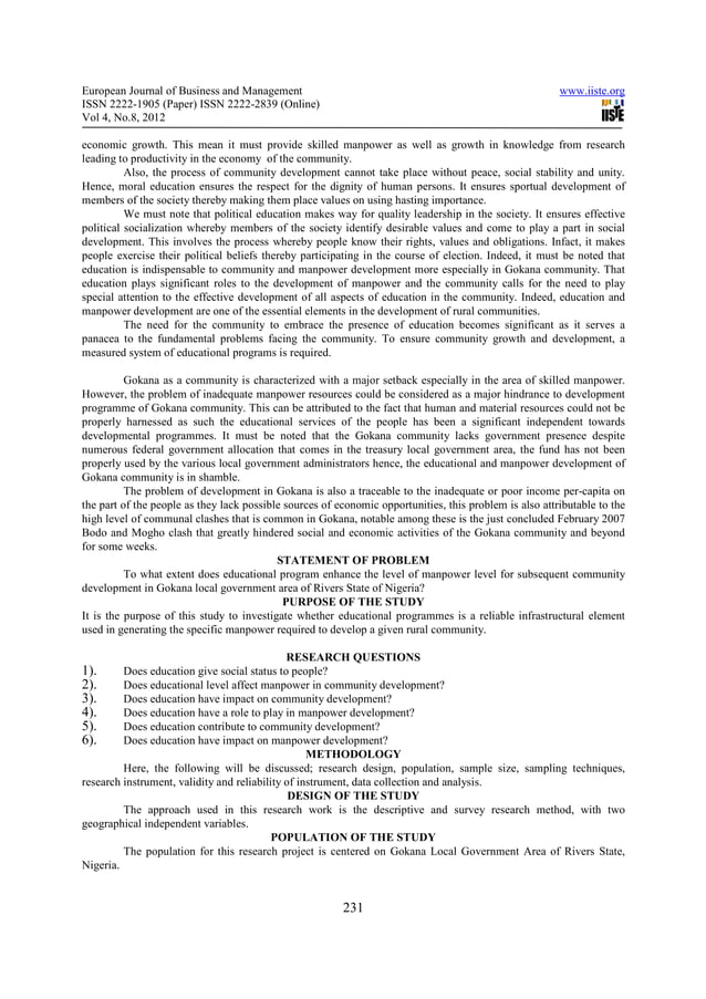 Educational program installation, manpower generation, and rural ...