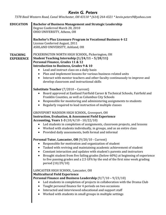 Educational Resume | DOC