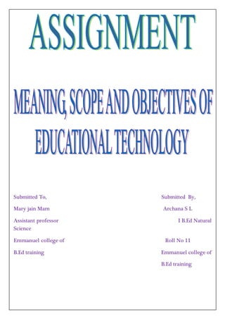 Educational technology be.d semester 1{Archana} | DOCX | Education ...