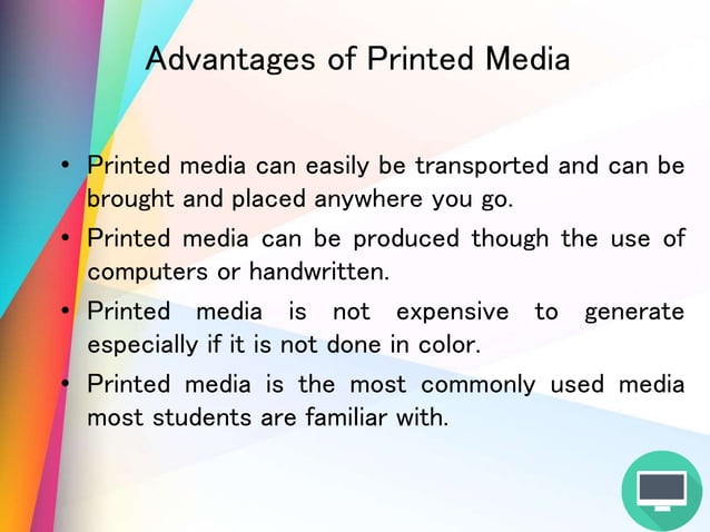 Educational technology chapter 7 printed media | PPTX