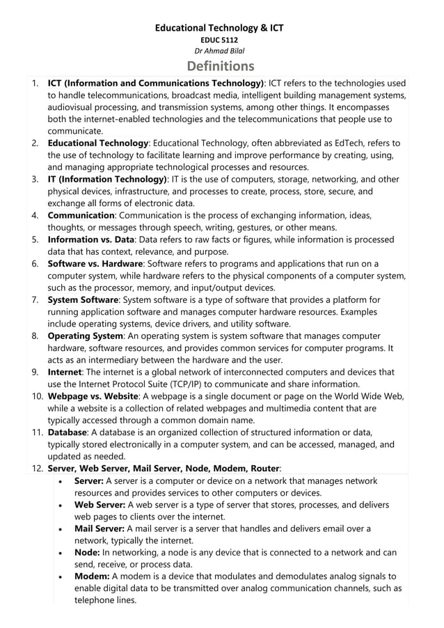 Educational Technology ICT - Solved Notes .pdf