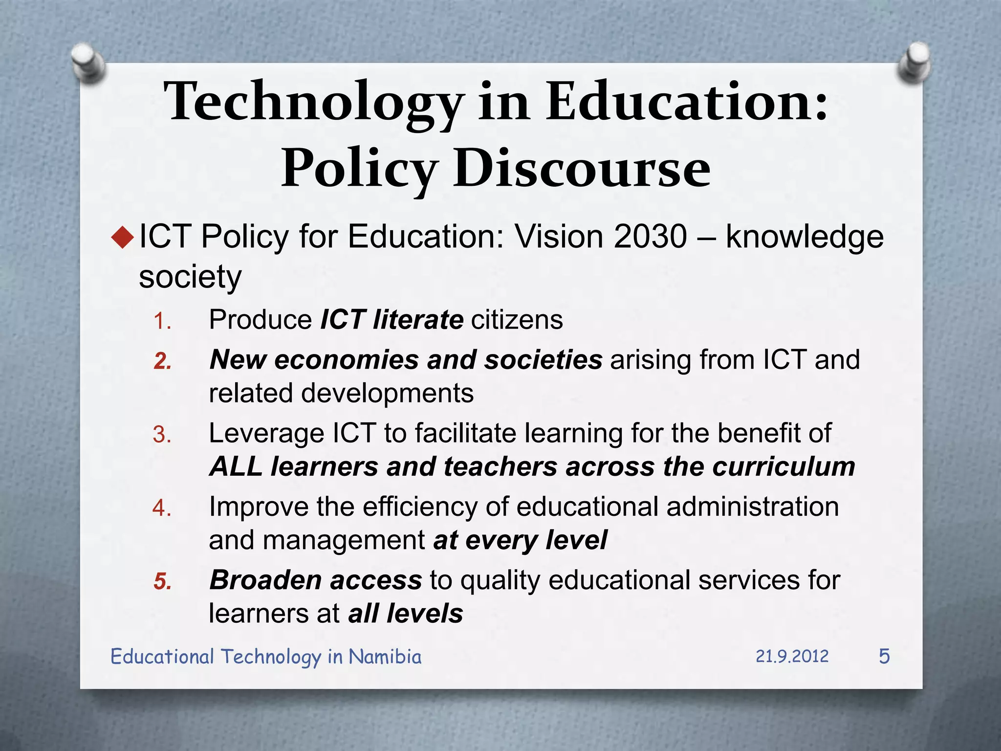 Educational technology in namibia presentation | PPT