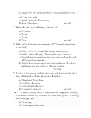 Educational technology mcq | PDF