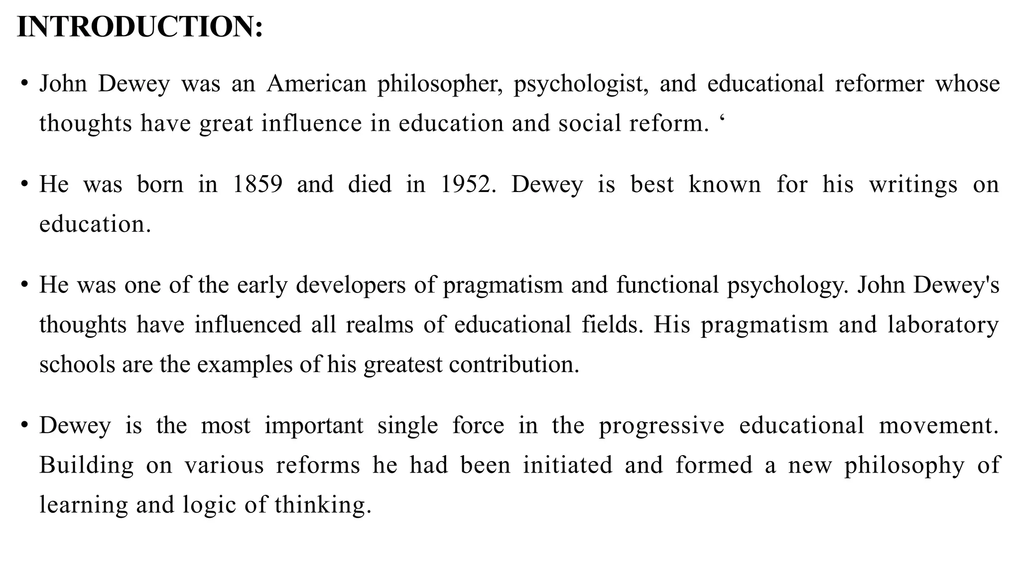 educational thoughts of john dewey. Slideshow | PPTX