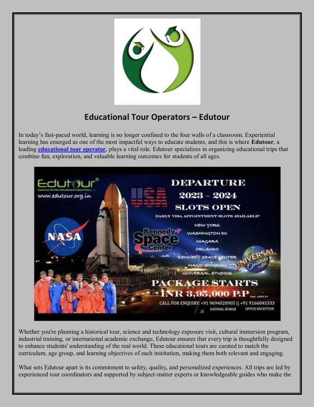 Edutour – Trusted Educational Tour Operators for Experiential Learning ...