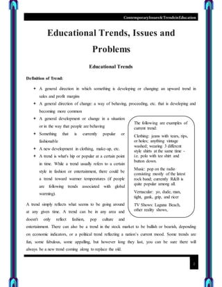 Educational trends, issues & problems | DOCX