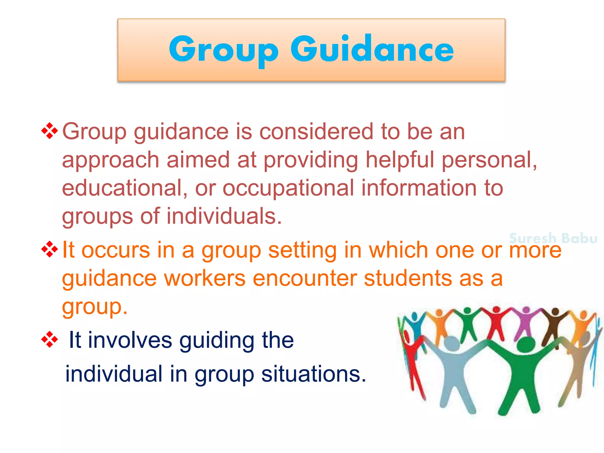 Types of Guidance - Educational, Vocational, Personal and Group guidance | PPTX