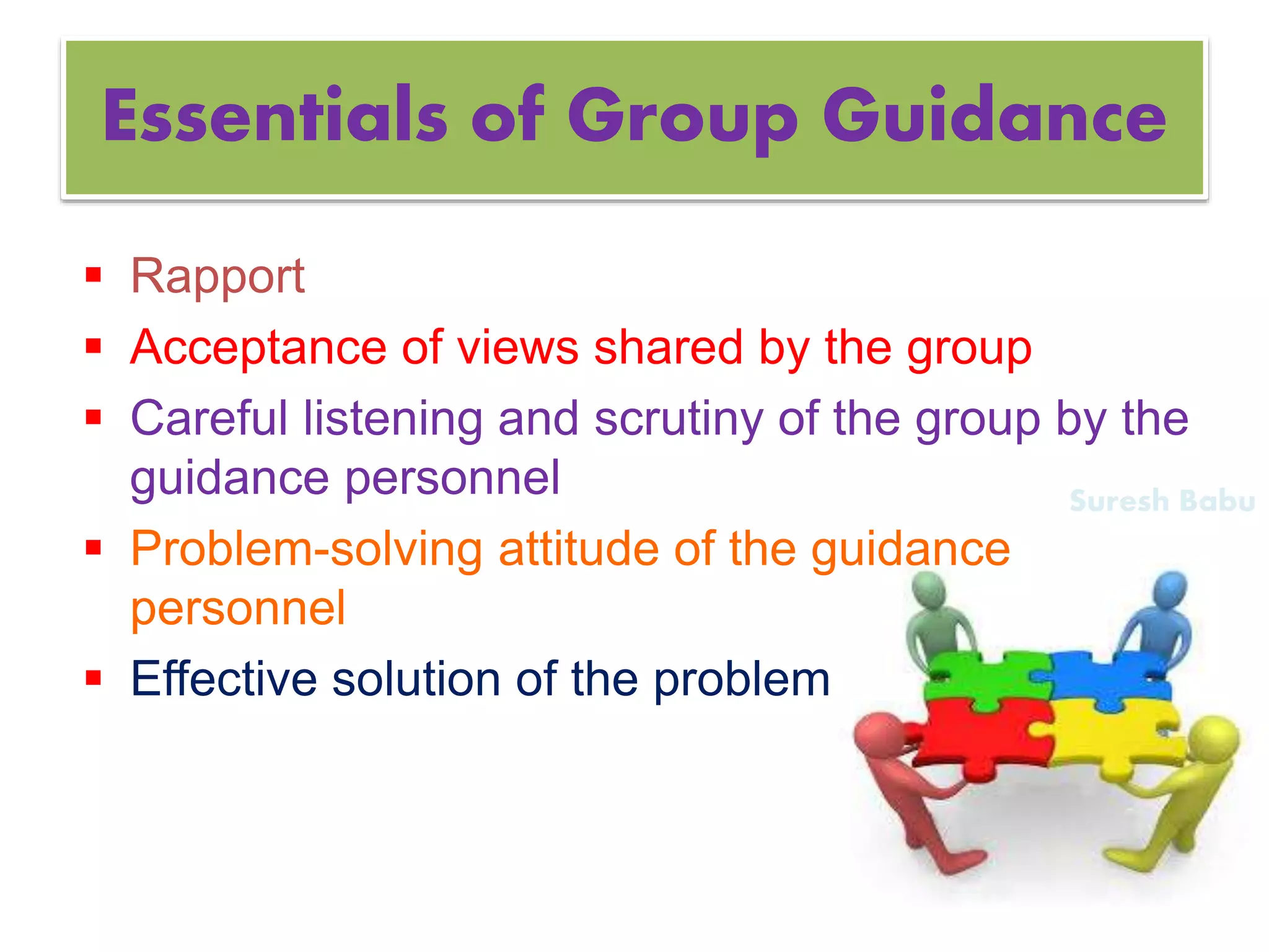 Types of Guidance - Educational, Vocational, Personal and Group guidance | PPTX