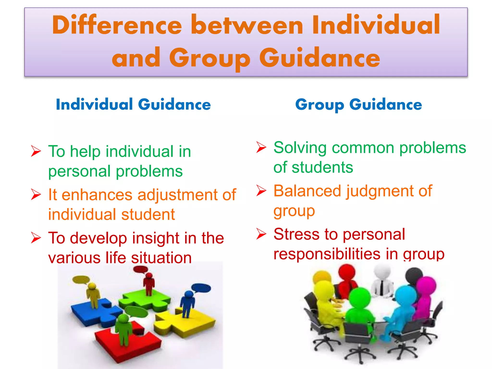 Types of Guidance - Educational, Vocational, Personal and Group guidance | PPTX