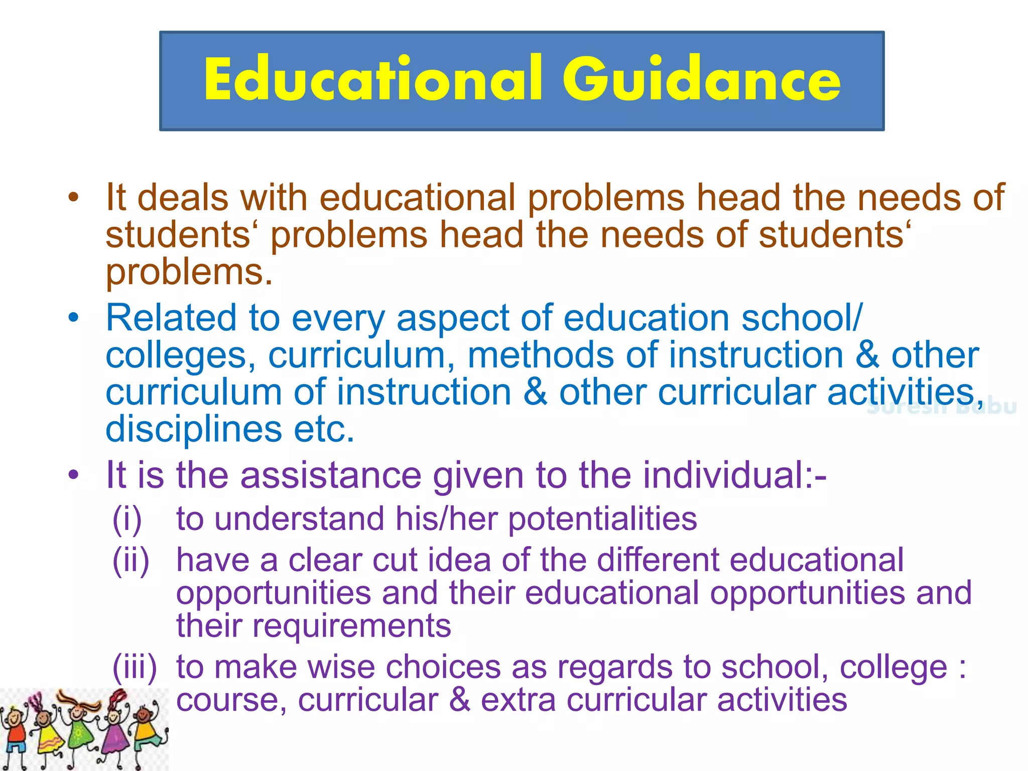 Types of Guidance - Educational, Vocational, Personal and Group ...
