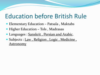 Education and british rule | PPTX