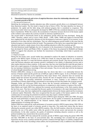 Education and economic growth in the mena region some new evidence | PDF