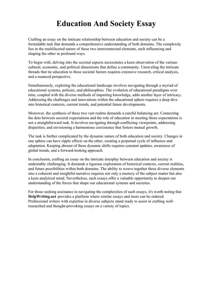 Education And Society Essay.pdf | Education