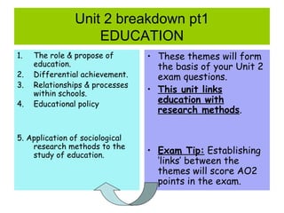 Education ~ an introduction to unit 2 | PPT