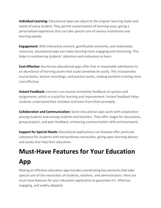 Education App Development : Cost, Features and Example | PDF | Education industry | Industries