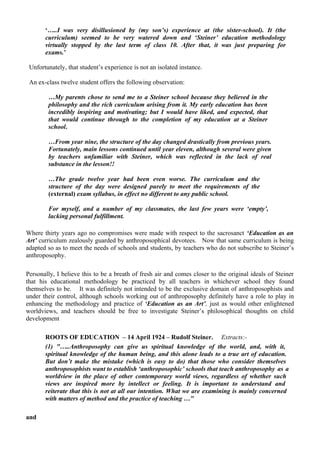 Education as an Art - Experiential Learning in Steiner Schools | PDF