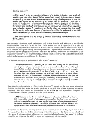 Education as an Art - Experiential Learning in Steiner Schools | PDF