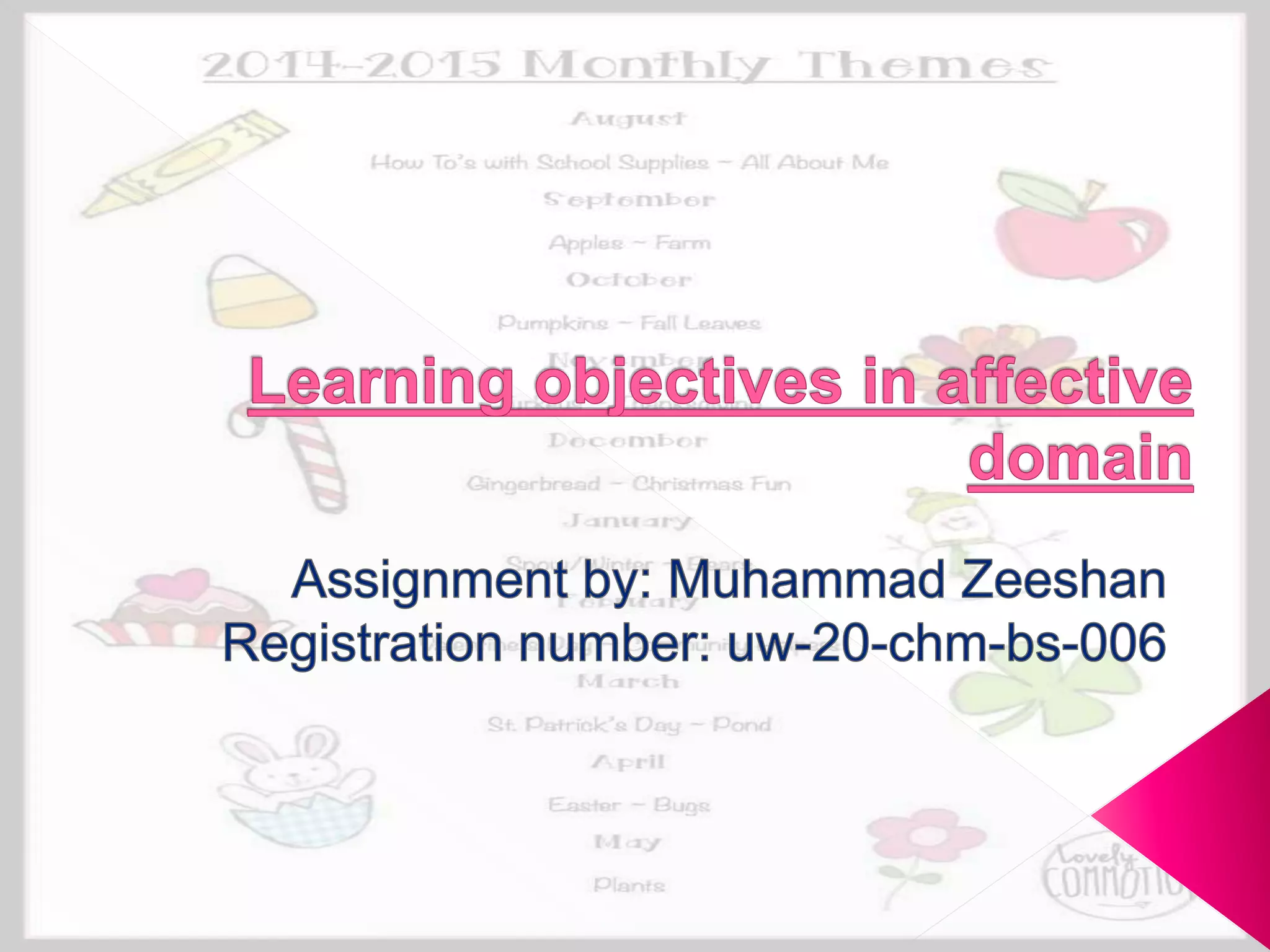 learning objectives in affective domain of blooms taxanomy | PPT