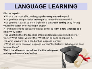 LANGUAGE LEARNING AND EDUCATION C1 | PPTX | Educational Assessment ...