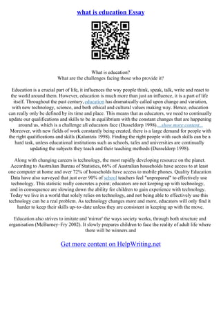 Education Conclusion Essay | PDF