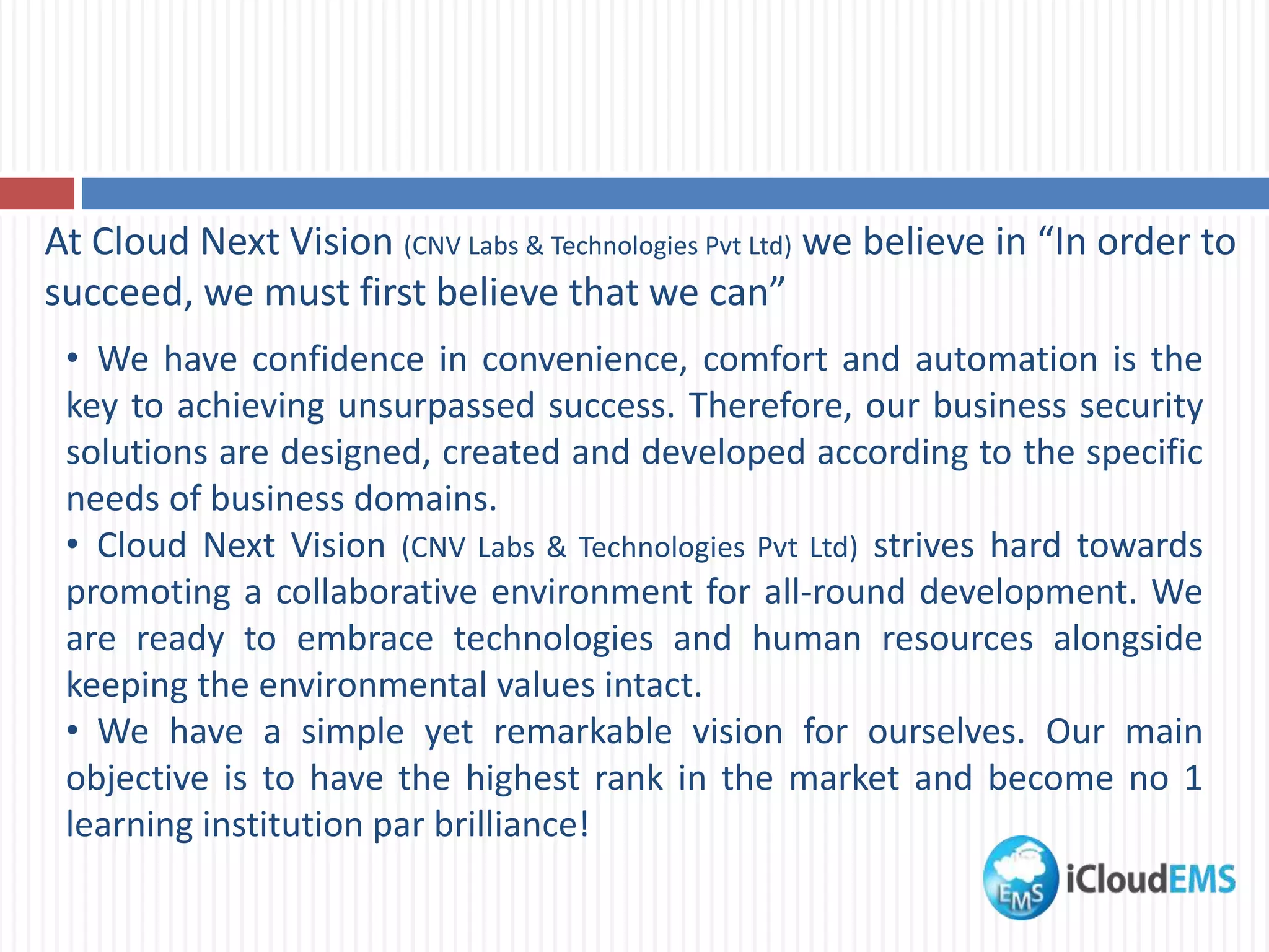 iCloudEMS - Education ERP Presentation | PPTX