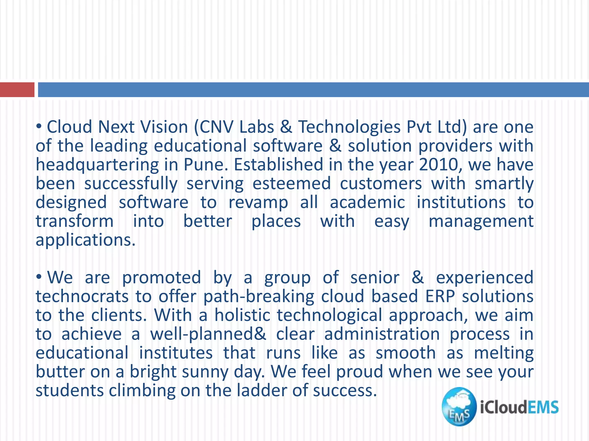 iCloudEMS - Education ERP Presentation | PPTX