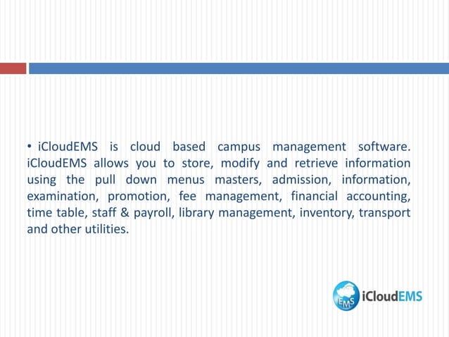iCloudEMS - Education ERP Presentation | PPTX