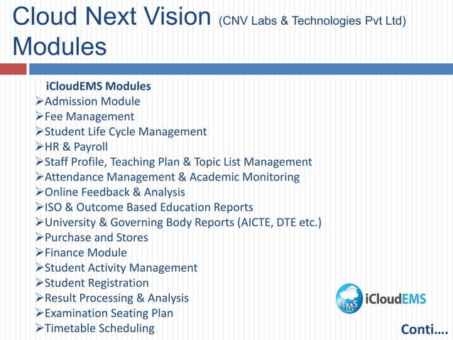 iCloudEMS - Education ERP Presentation | PPTX