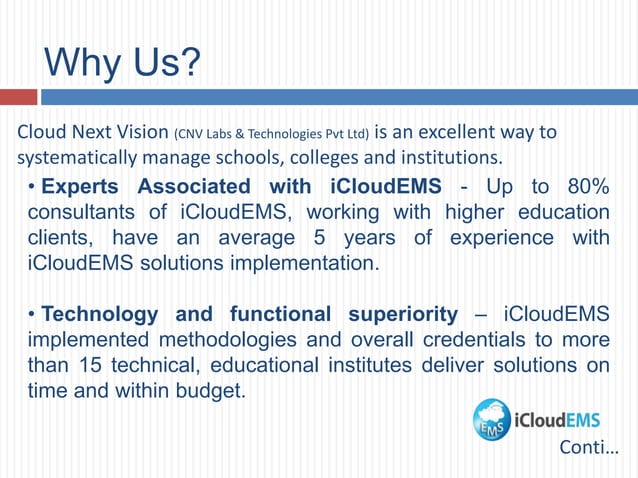 iCloudEMS - Education ERP Presentation | PPTX