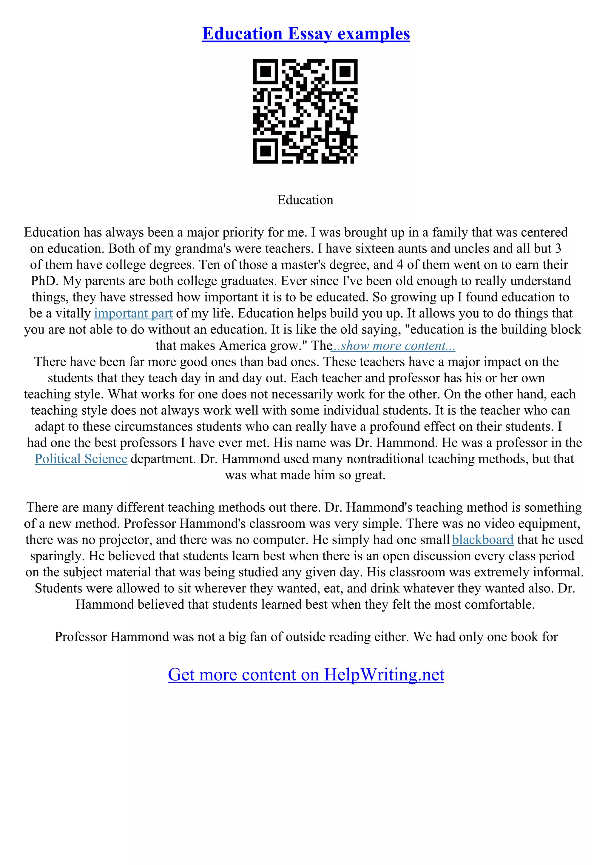 Education Essay Example | PDF