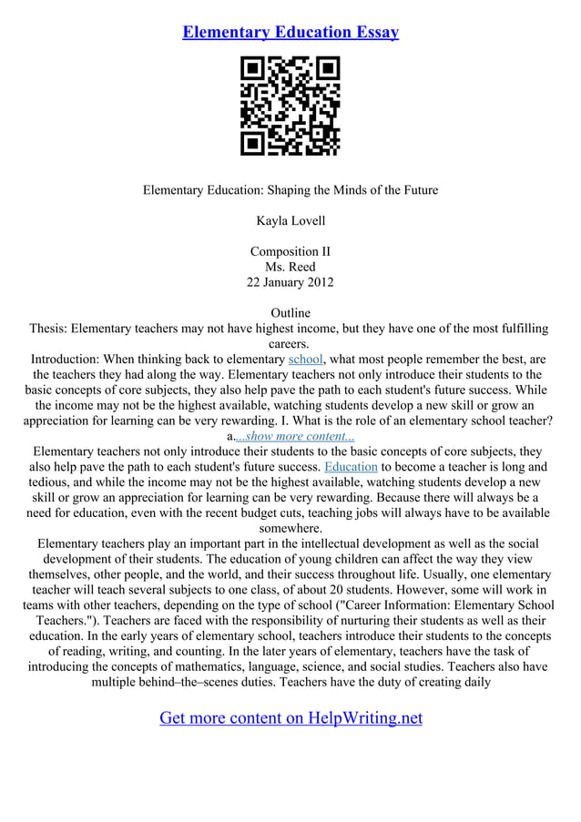 Education Essay Example | PDF | Daycare and Pre-School | Parenting