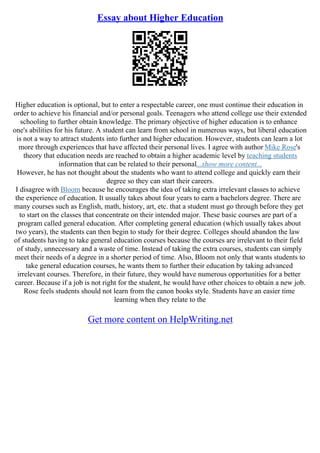 Education Essay Example | PDF | Daycare and Pre-School | Parenting