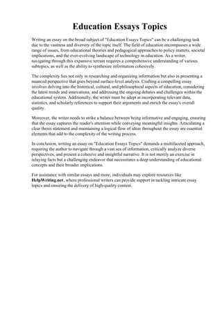 Education Essays Topics | PDF