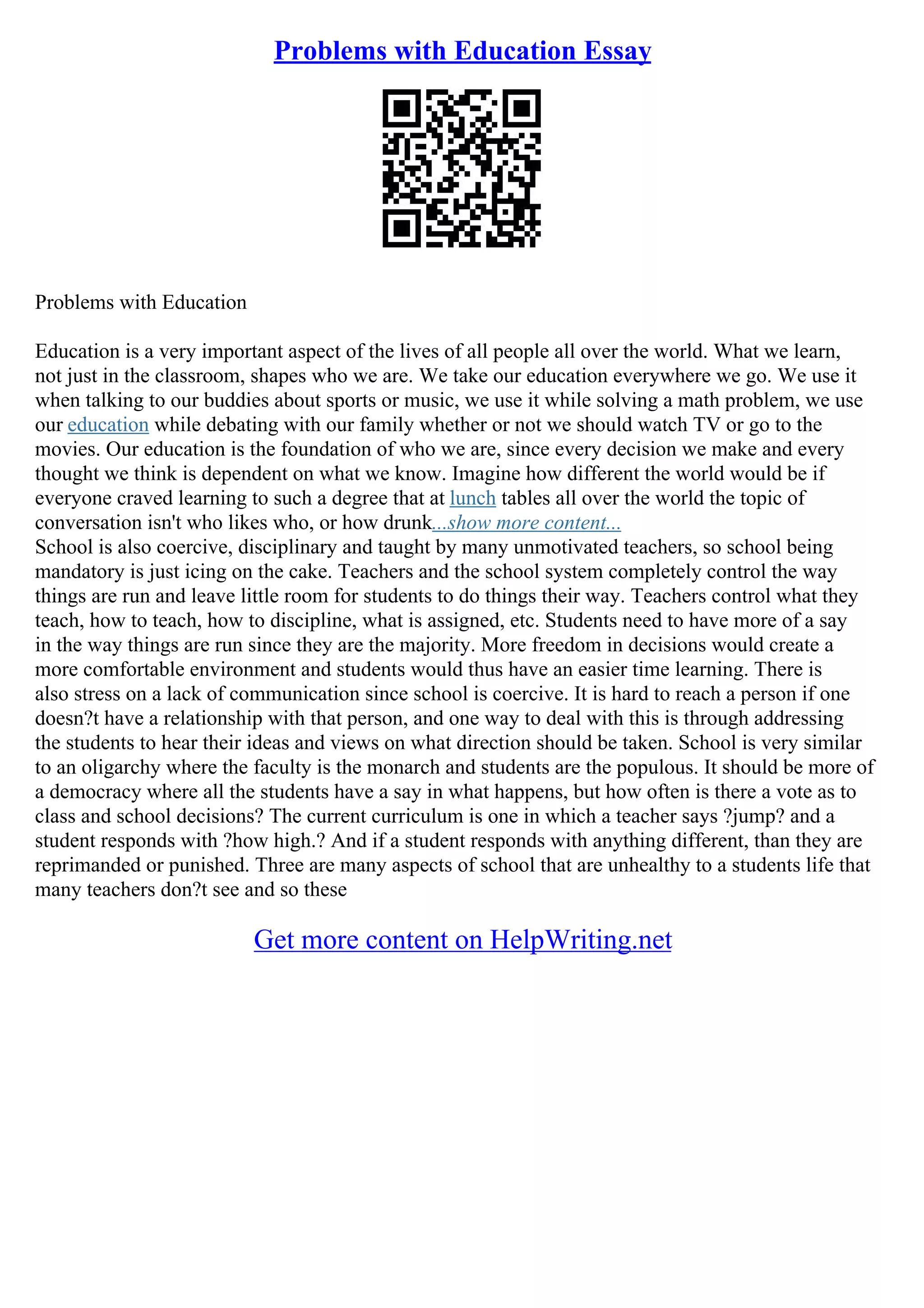 Education Essay Writing | PDF