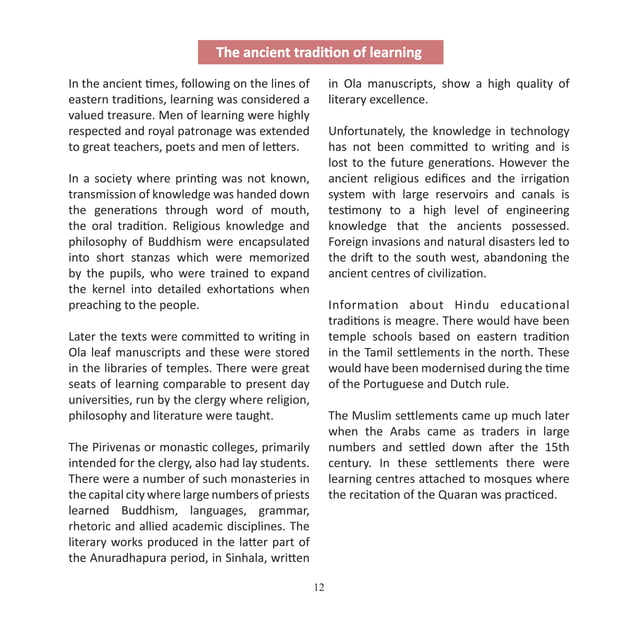 Education System in Sri Lanka has a history of over 2300 years | PDF