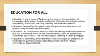 Global Perspective: Global Issue: Education for All | PPT