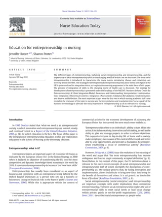 Education for entrepreneurship_in_nursin | PDF