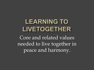 Education for peaceful coexistence | PPTX