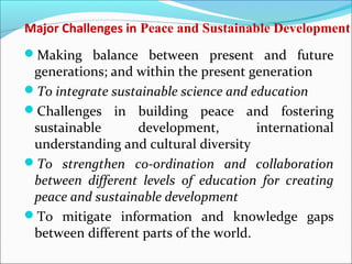 Education for peace & sustainable development jd singh | PPT