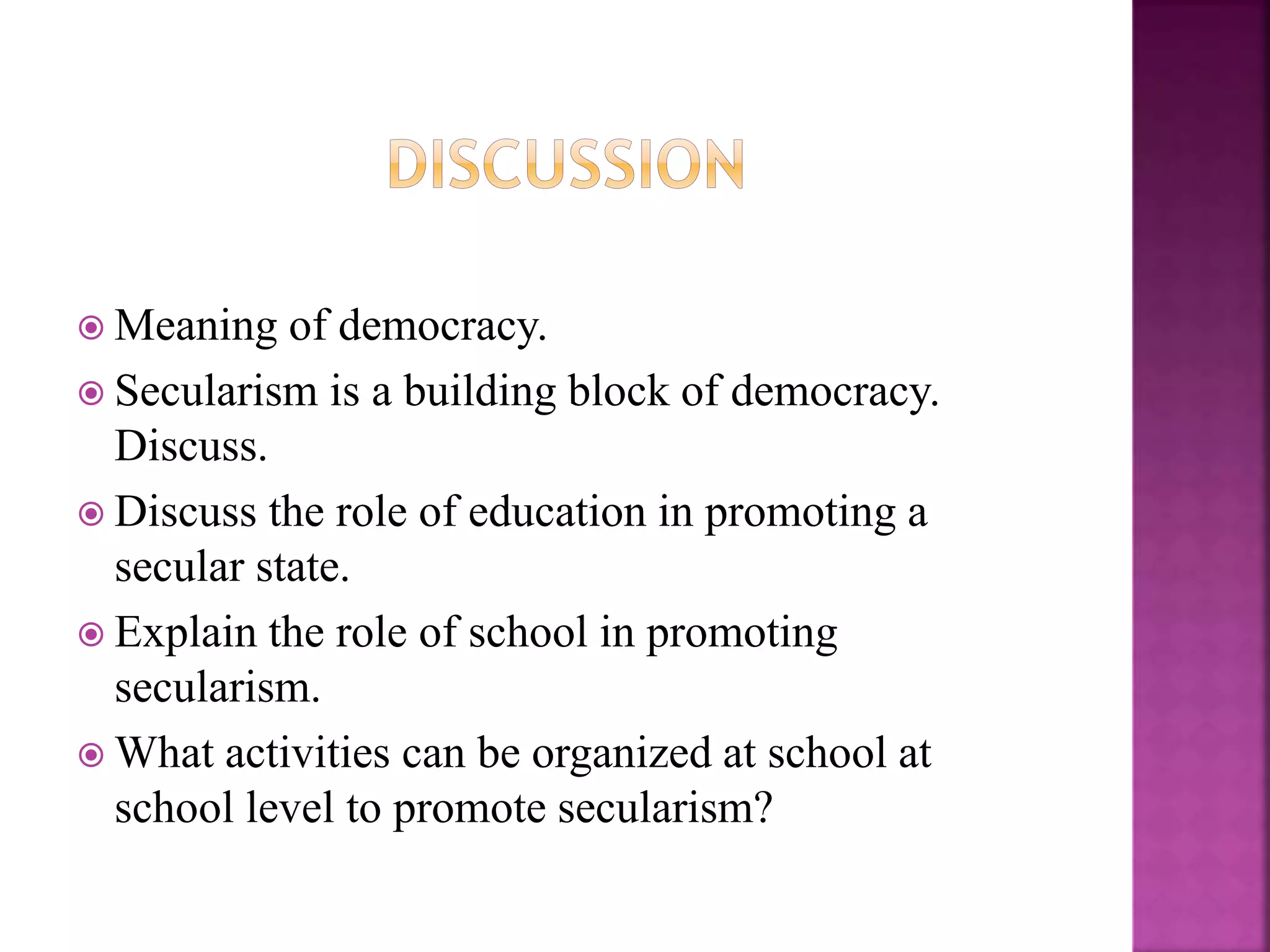 Education for secularism | PPTX