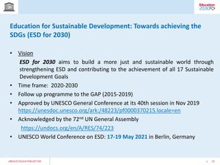 "Education for Sustainable Development for 2030" | PPTX